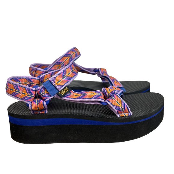 Teva | Shoes | Teva Flatform Universal Sandals In Orange Purple Webbing ...